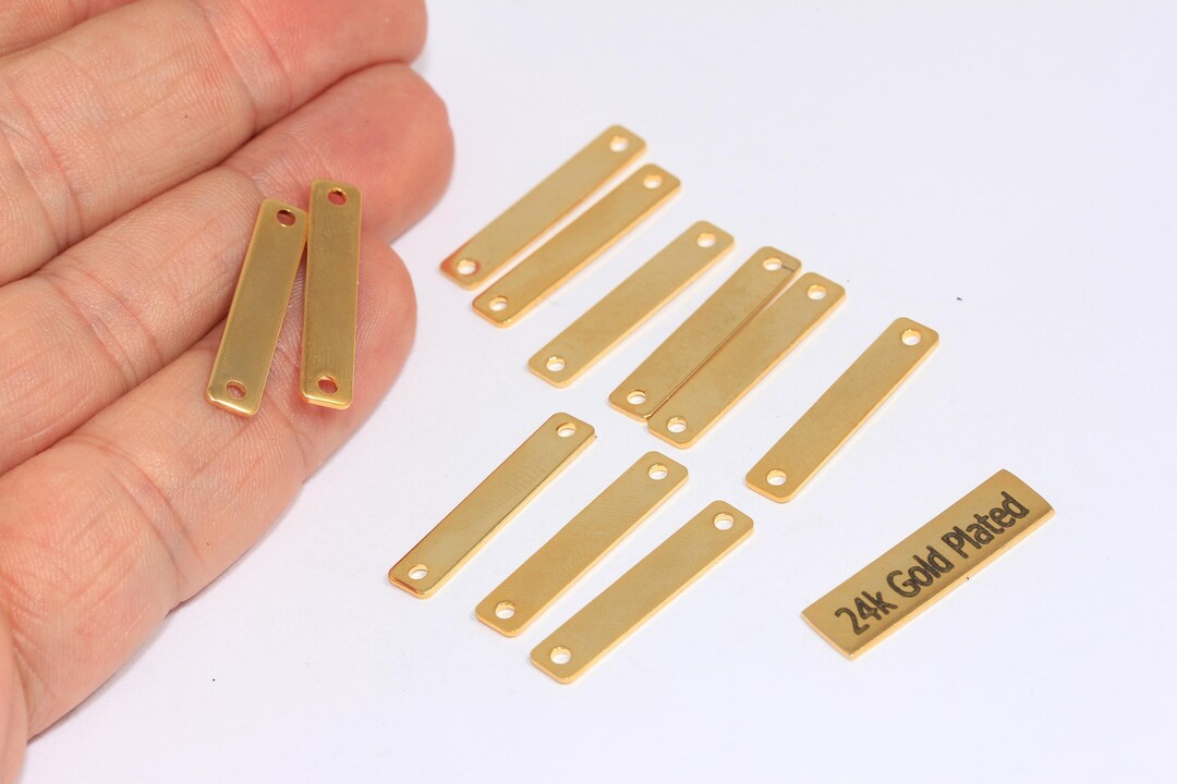 5x25mm 24k Shiny Gold Plated Bar, Two Hole Bars, Bracelet Connector ...