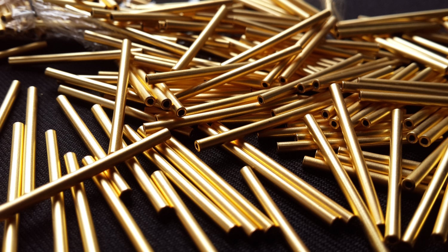 10 Pcs 2x30mm 24k Matt Gold Tubes, Tube Beads, Long Tube Beads, Round ...