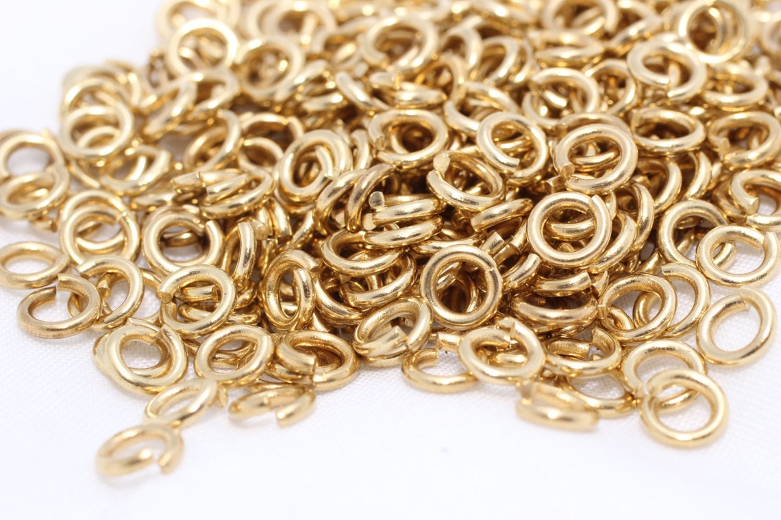 500 Pcs 17 Ga 6mm Raw Brass Jump Rings, Raw Brass Connector, Open Jump ...
