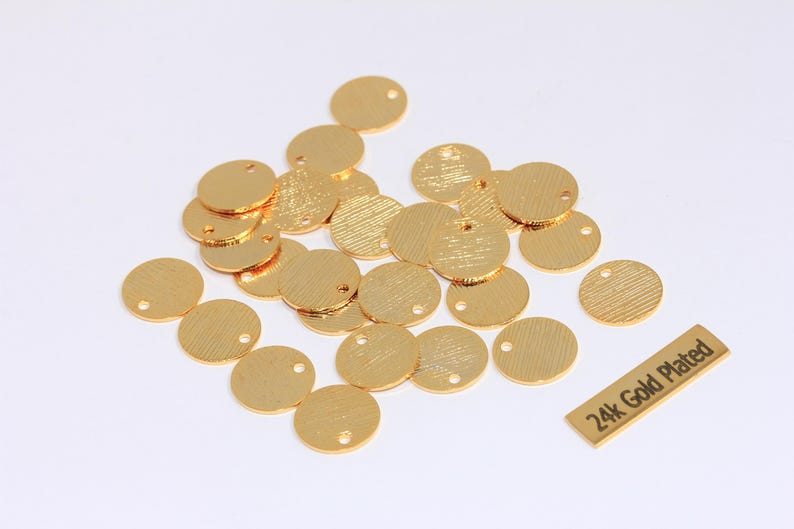 12mm 24k Shiny Gold Coins, Textured Coin Charms, Round Disc Charms ...