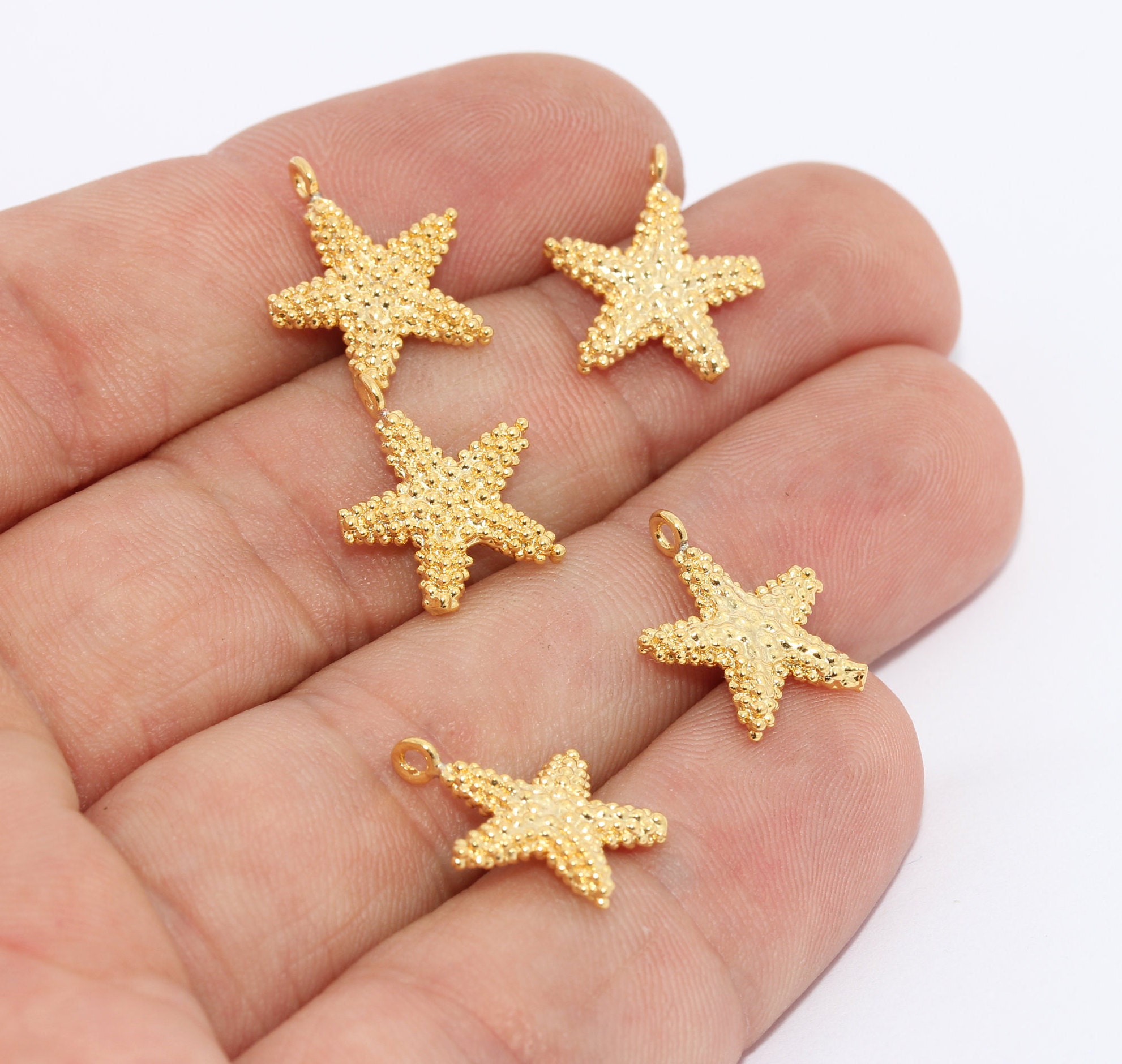 13x16mm 24k Shiny Gold Starfish, Starfish Charms, Sea Animals, Starfish ...