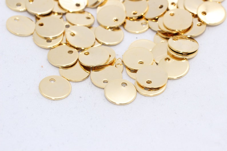50 Pcs 10mm 24k Shiny Gold Round Charms, Round Disc, Personalized Disc ...