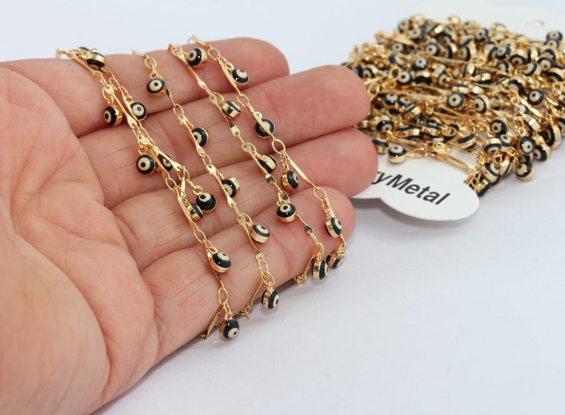 4x6mm 24k Shiny Gold Evil Eye Chain Evil Eye Chain Beaded | Etsy