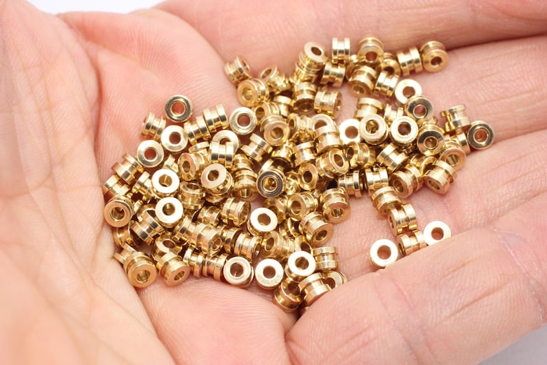 200 Pcs 4mm Raw Brass Spacer Beads, Rondelle Beads, Mini Round Beads ...