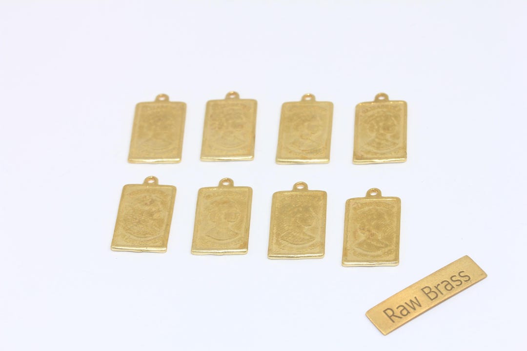 11x21mm Raw Brass Elizabeth Medallion, Square Coin Charms, Brass ...