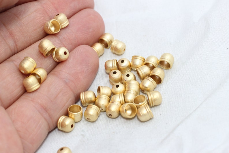 10 Pcs 5mm 24K Matte Gold Plated End Cap, Bead Cap, Brass End Cap, Cord ...