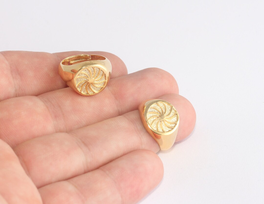 17-18mm 24k Shiny Gold Rings, Large Round Rings, Gold Statement Rings ...