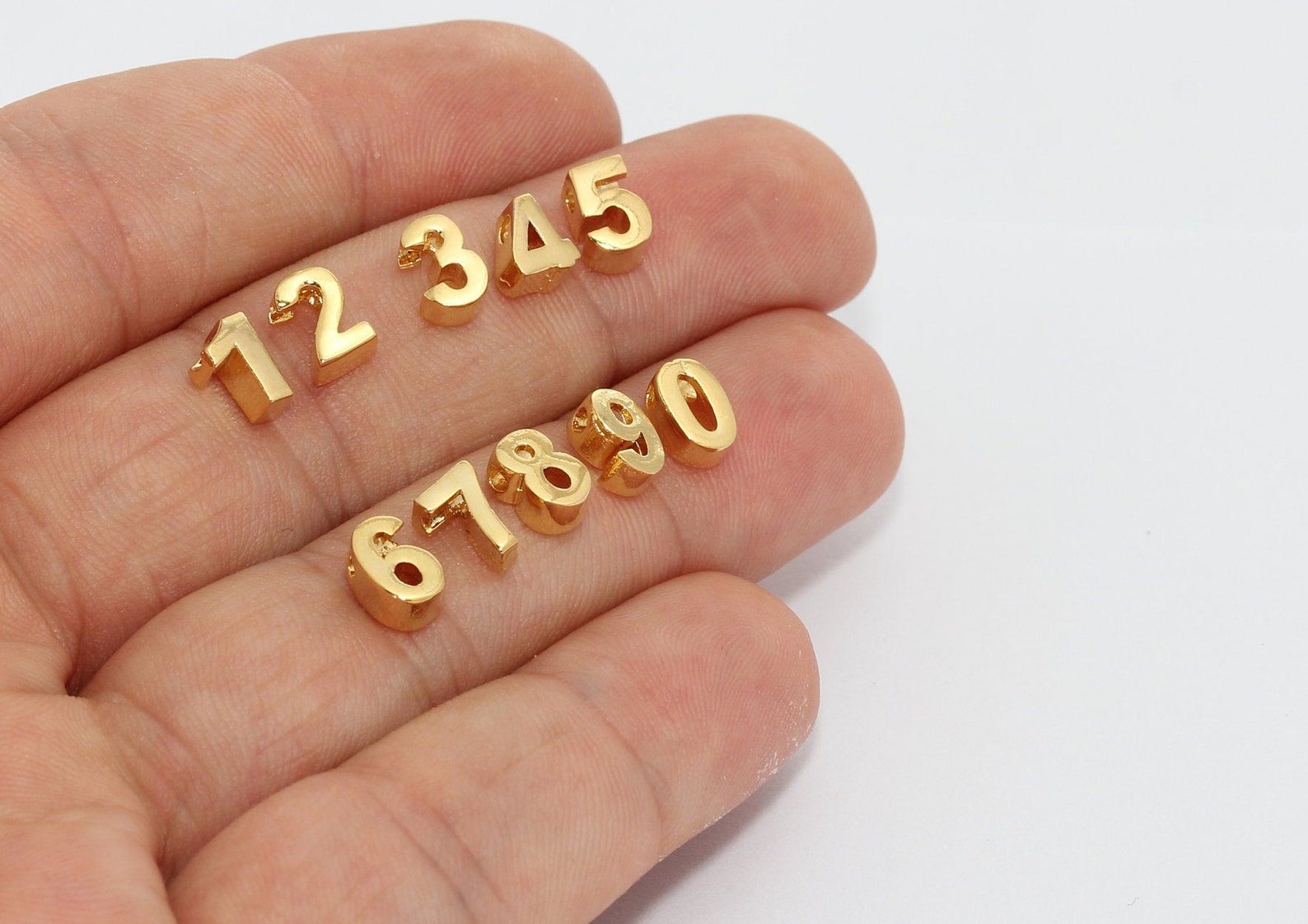 6x7mm 24k Shiny Gold Numbers, Number Charms, Number Beads, Birthday ...