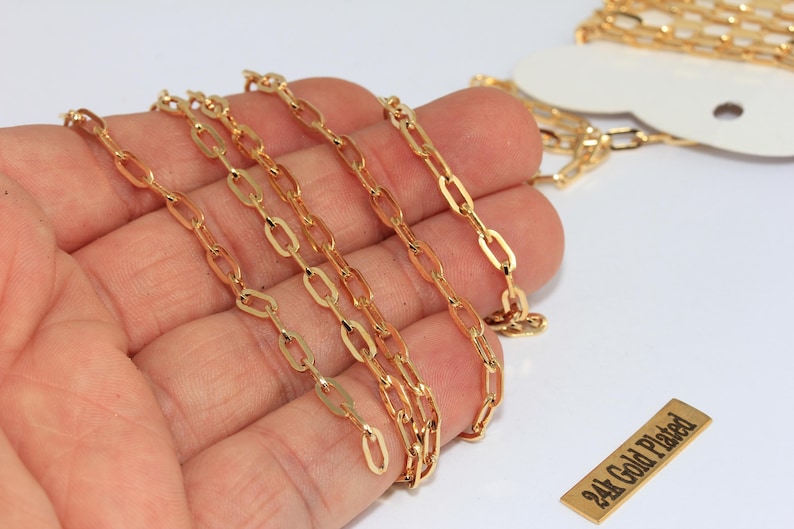 3,5x7mm 18k Shiny Gold Oval Link Chain, Paperclip Chain, CHK622-3 - Etsy