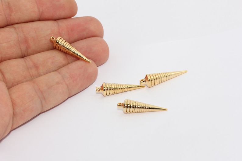 7x27mm 24k Shiny Gold Spike Charms, Long Bar, Spike Pendant, Pendant ...