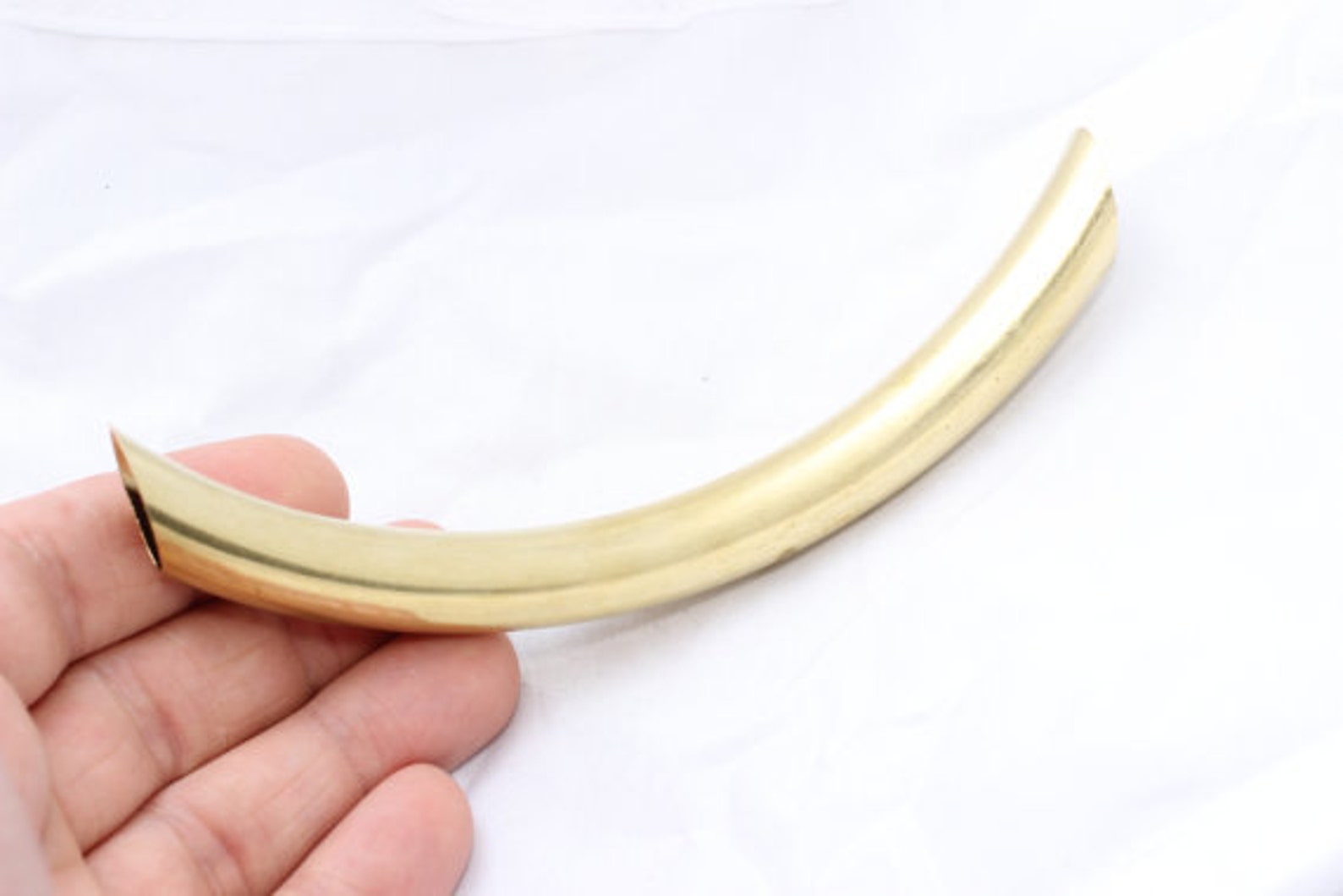 3 Pcs 13x130mm Raw Brass Curved Tubes, Large Tube Charms, Oval Tubes ...