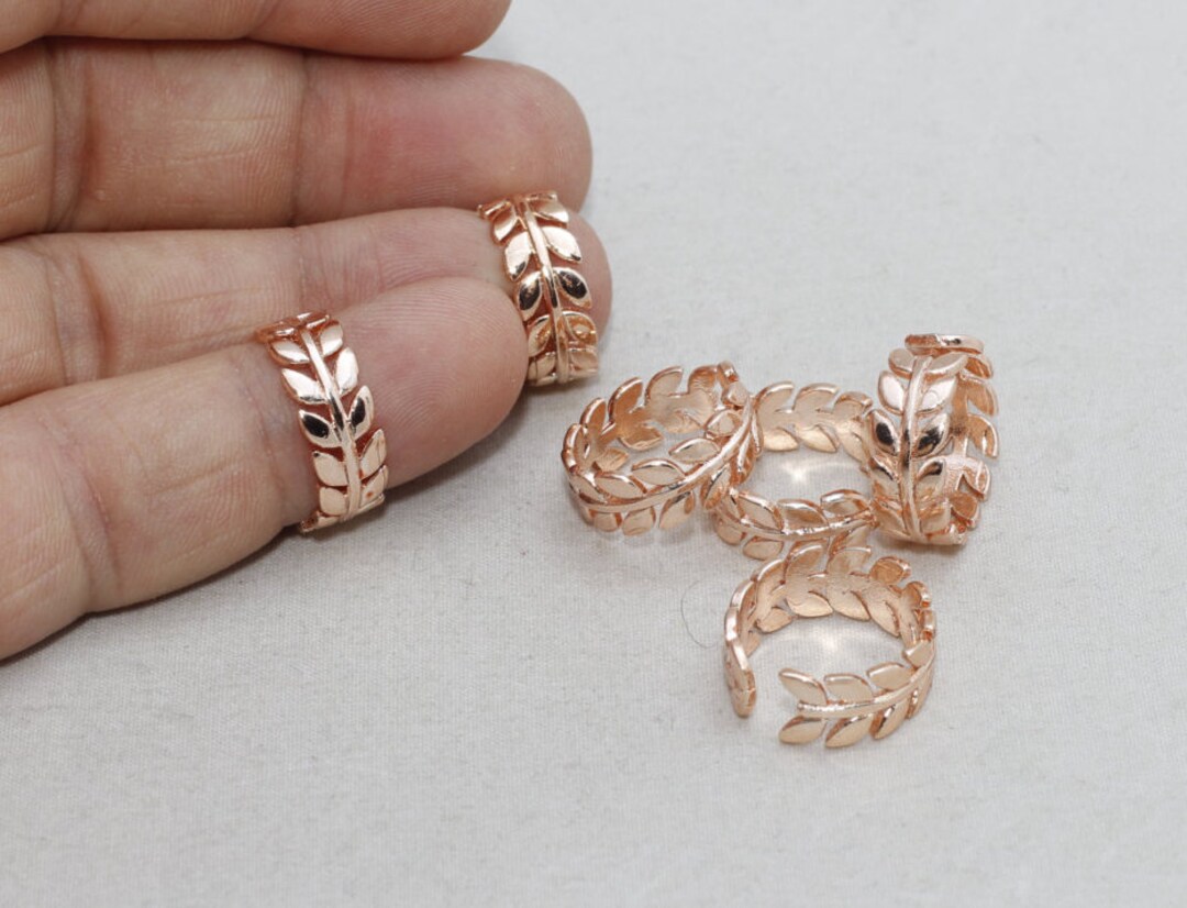16-17mm Rose Gold Flower Rings, Rose Gold Leaf Ring, Rose Laurel Ring ...