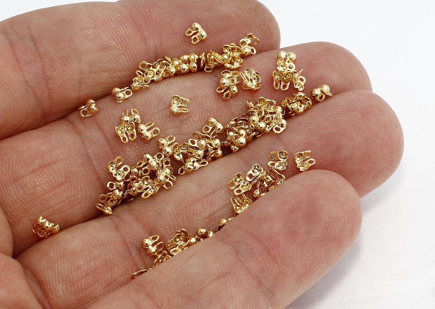 50 Pcs 1mm 24k Gold Plated Crimp Ball Chain Crimp Chain | Etsy