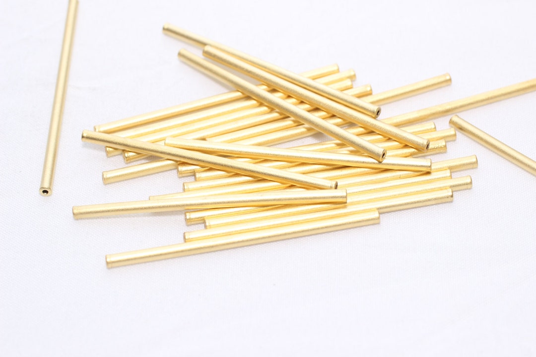 10 Pcs 2x45mm Matt Gold Plated Tubes, Long Tube Bar, Spacer Tube Beads ...