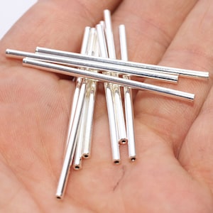 30 Pcs 2x45mm Silver Plated Tubes, Long Tube Bar, Spacer Tube Beads ...