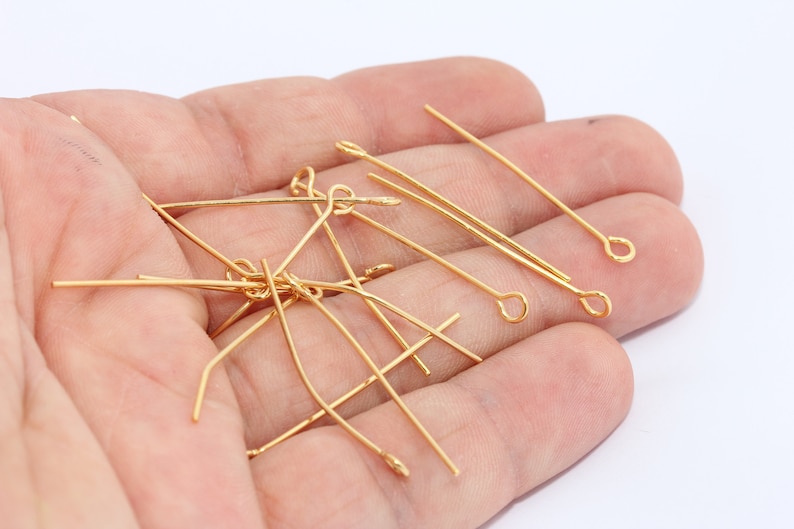 50 Pcs 35mm 24k Shiny Gold Eye Pins, Hoop Eye Pin, TBP20 - Etsy
