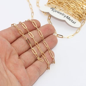 4x10mm 24k Shiny Gold Link Chain, Gold Bar Chain, Gold Cable Chain ...