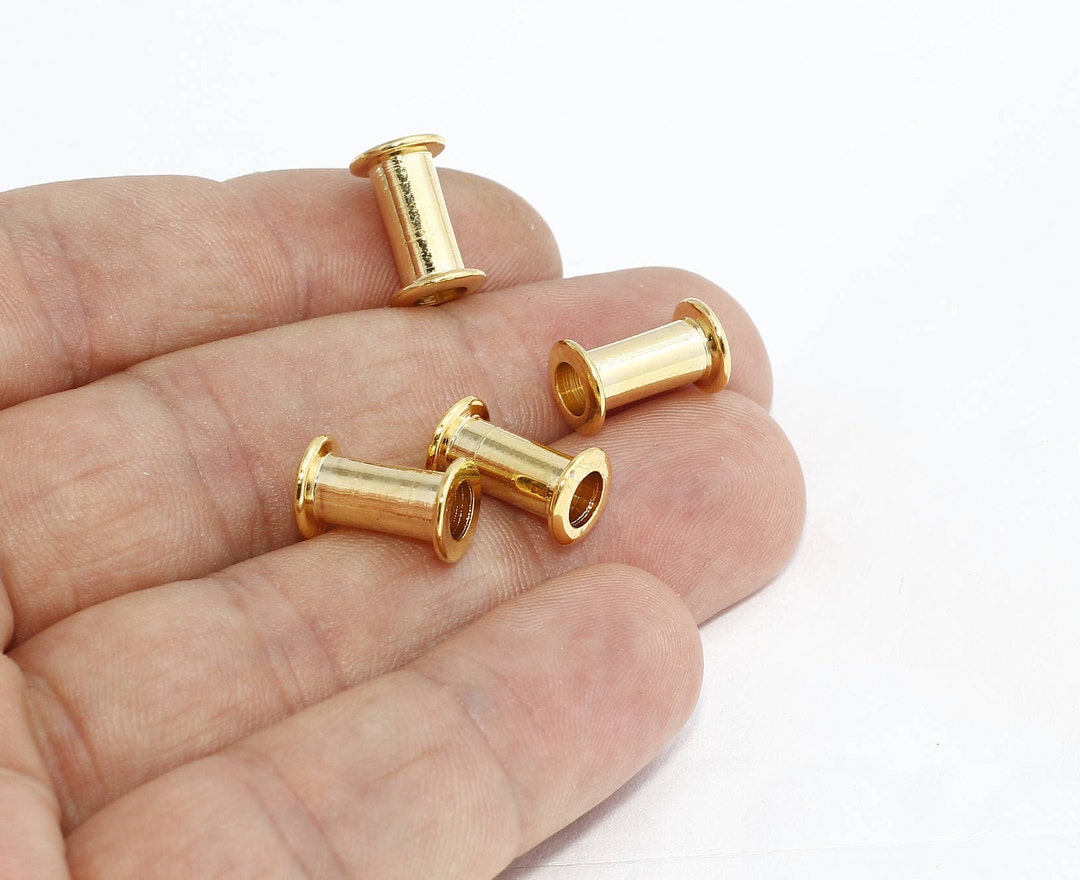 10 Pcs 24k Shiny Gold Tubes, Bead Core, Inner 4mm, Channel Bead Cores ...
