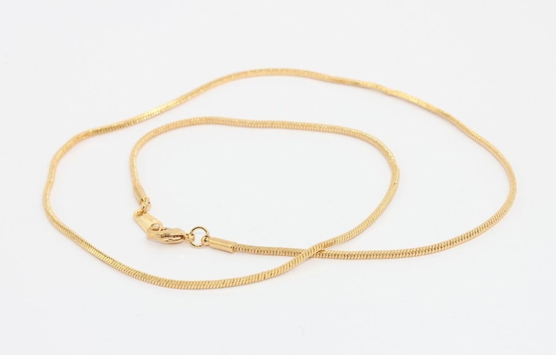 16'' 1,2mm 24k Shiny Gold Snake Necklace, Finished Snake Chain, Ready ...