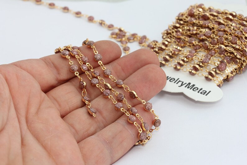 5mm Gold Plated Crystal Chains Stone Chains Pink Crystal | Etsy