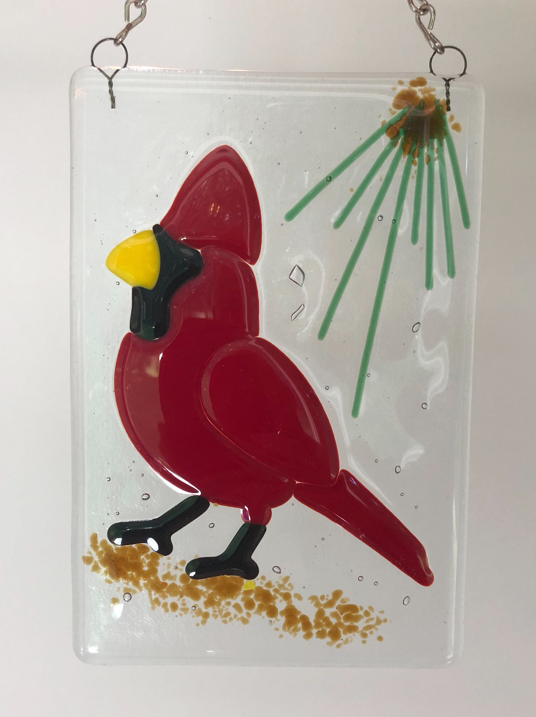 Fused Glass Cardinal Sun Catcher