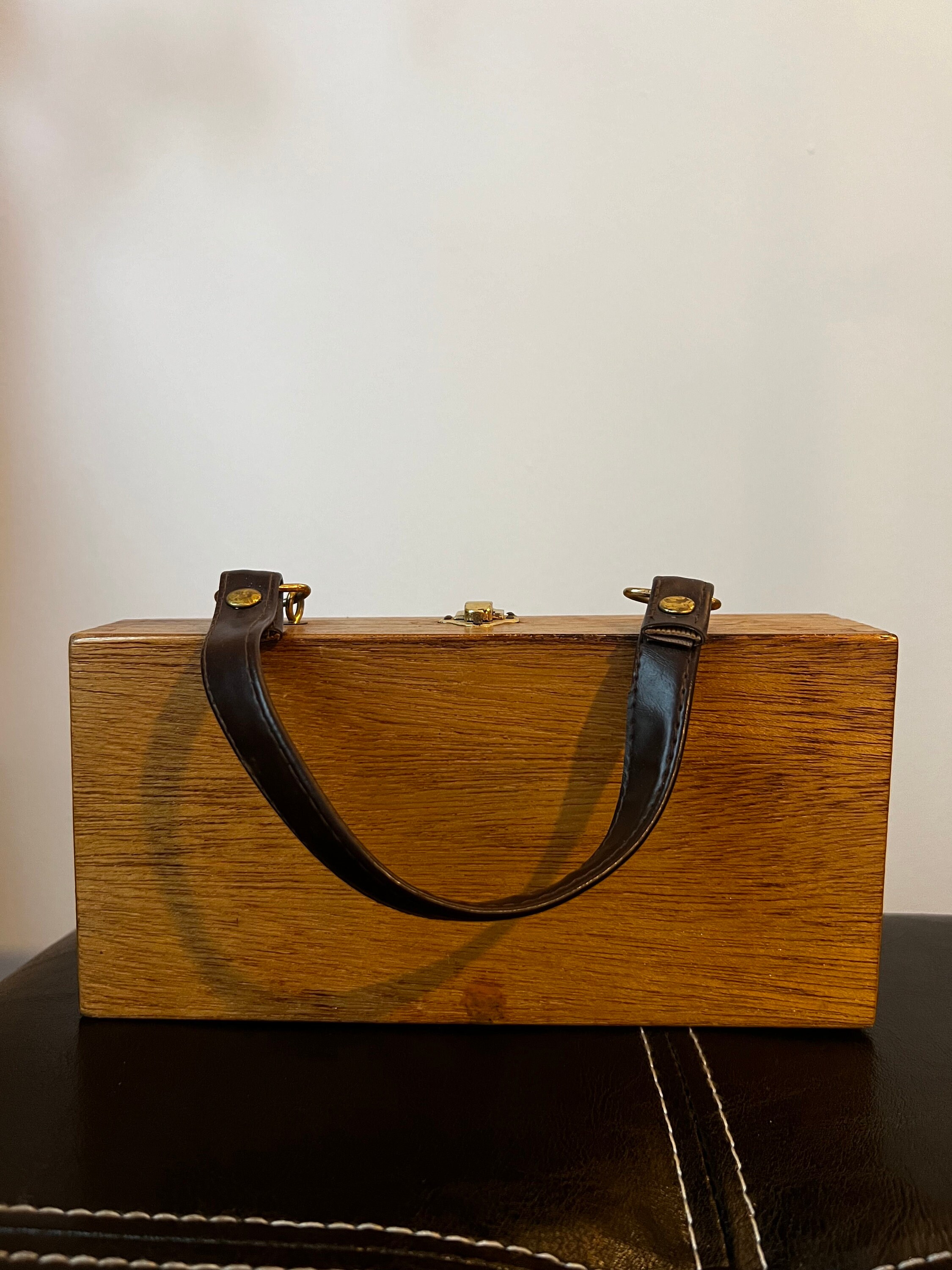 Vintage 1960s Simon Mod Painted Pink Fish Wood Box Bag Handbag With ...