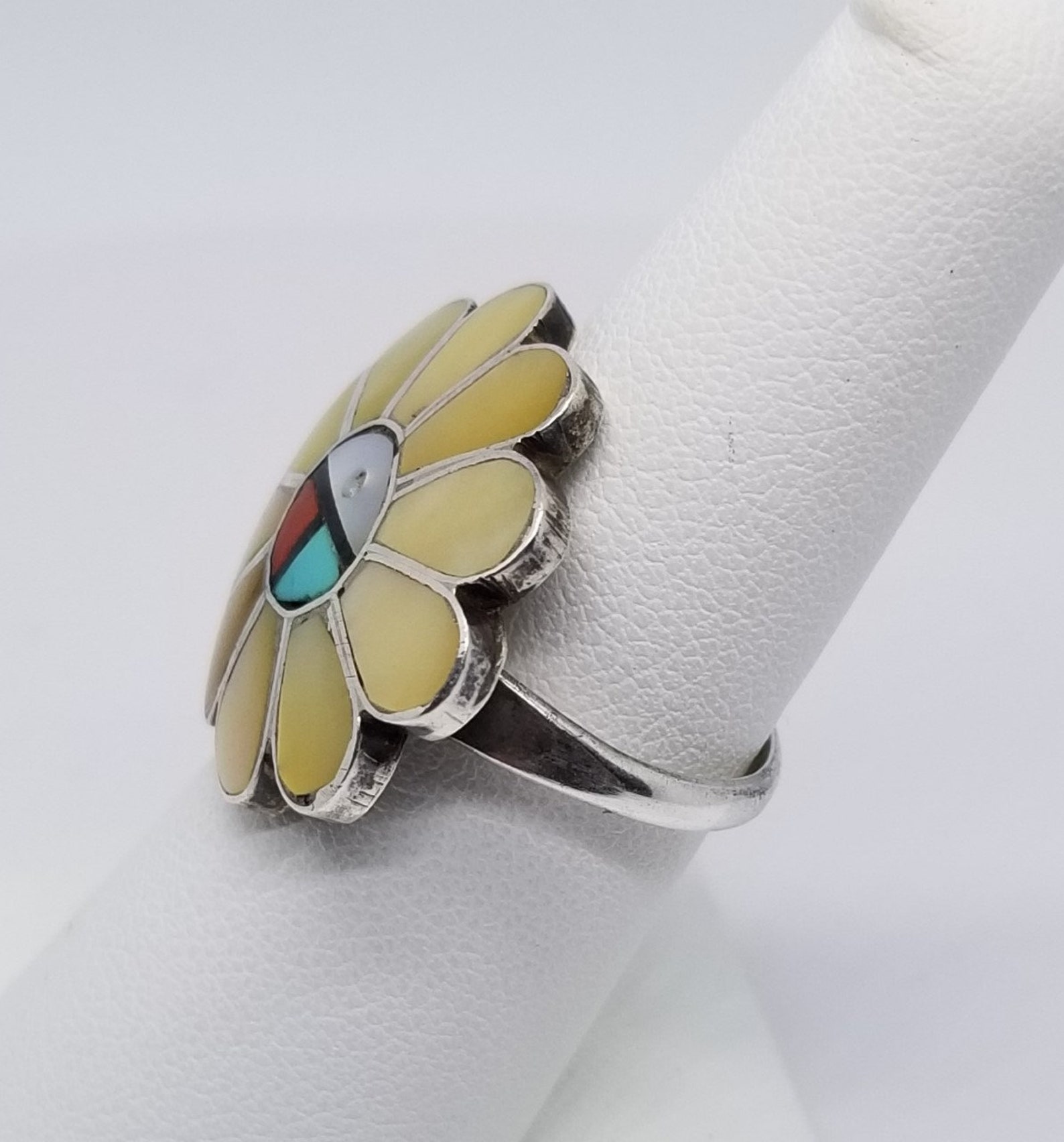 Vintage Zuni Sun Face Ring-inlaid Sterling-signed A. Gasper | Etsy