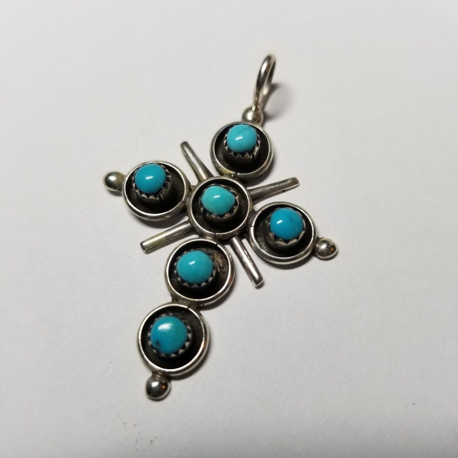 Zuni Sterling Turquoise Cross Pendant-sleeping Beauty - Etsy