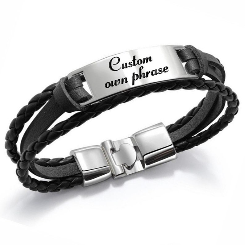 Custom Personalized Leather Bracelet Braided Leather | Etsy