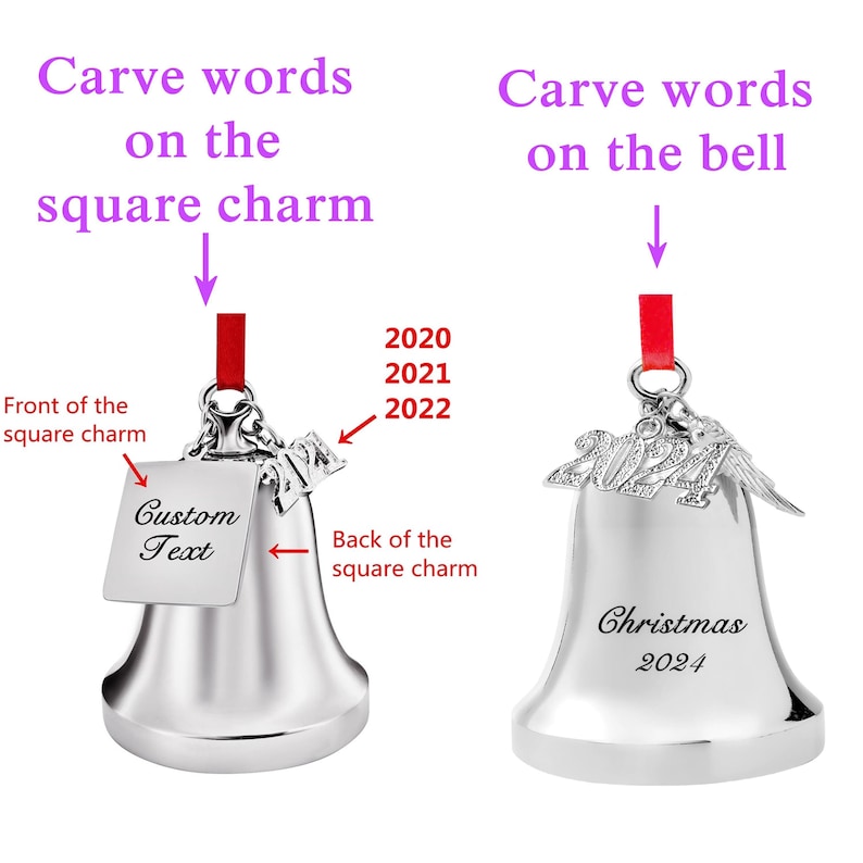 Custom Christmas Bell, Personalized Christmas Bell Ornament, Engraved ...