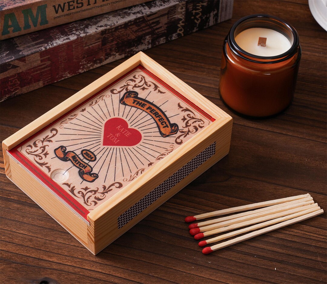 Custom Large Wood Match Box, Personalized Match Box for Couples, the ...