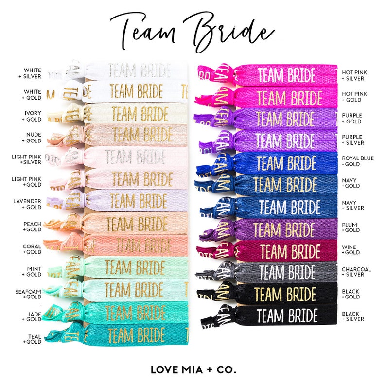 SALE Pack of 5 TEAM BRIDE Hair Tie Favors Bachelorette - Etsy