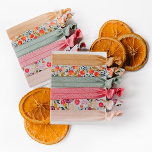 Botanical Hair Ties | Set of 6 Watercolor Citrus and Floral Hair Ties ...