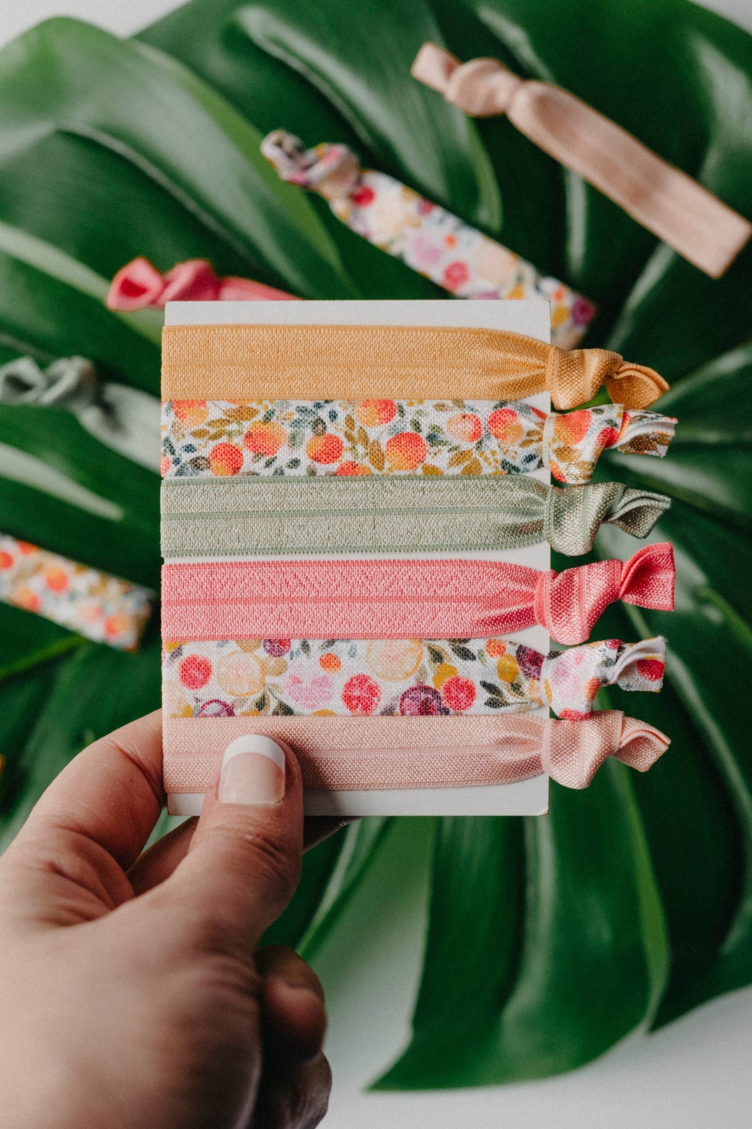 Botanical Hair Ties | Set of 6 Watercolor Citrus and Floral Hair Ties ...