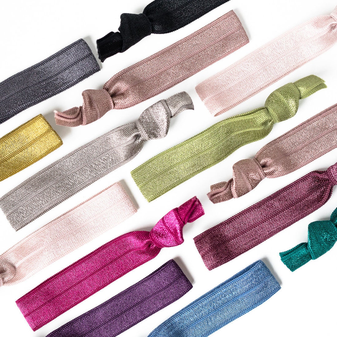 YOU CHOOSE | 15 Pack of Solid Color Elastic Hair Ties With Gold Gift ...