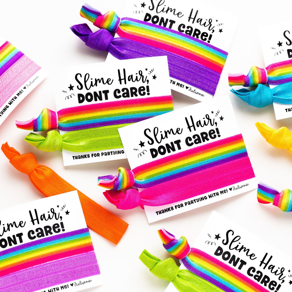 SLIME HAIR Don't Care Neon Slime Birthday Party Favors | Etsy