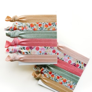 Botanical Hair Ties | Set of 6 Watercolor Citrus and Floral Hair Ties ...