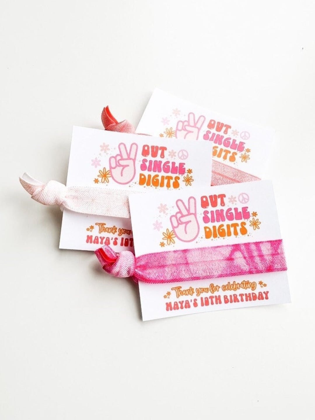 Peace Out Single Digits | Girls Birthday Hair Tie Favors | Personalized ...