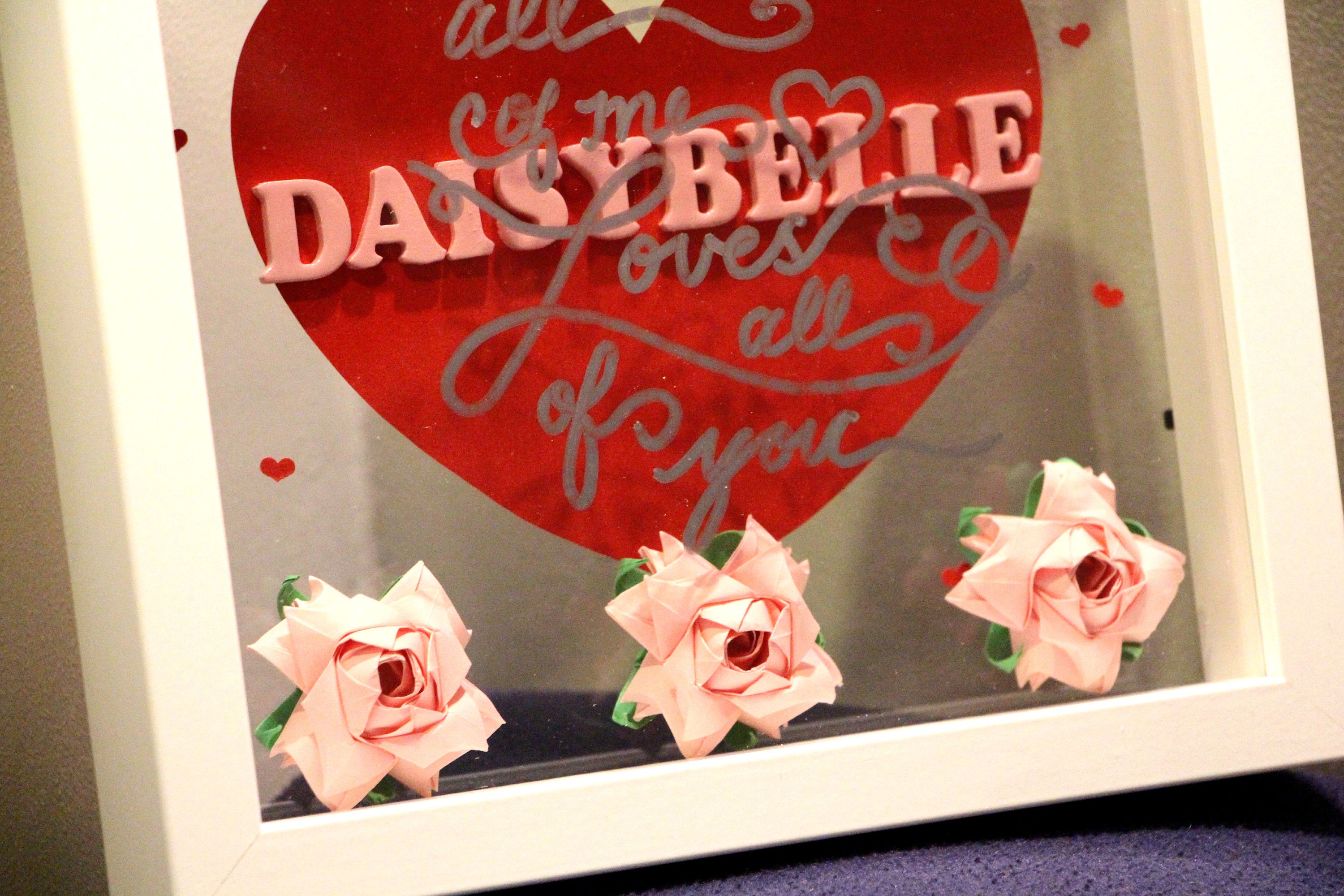 Personalised Shadow Box Frame With Origami Rose 1st Paper / - Etsy