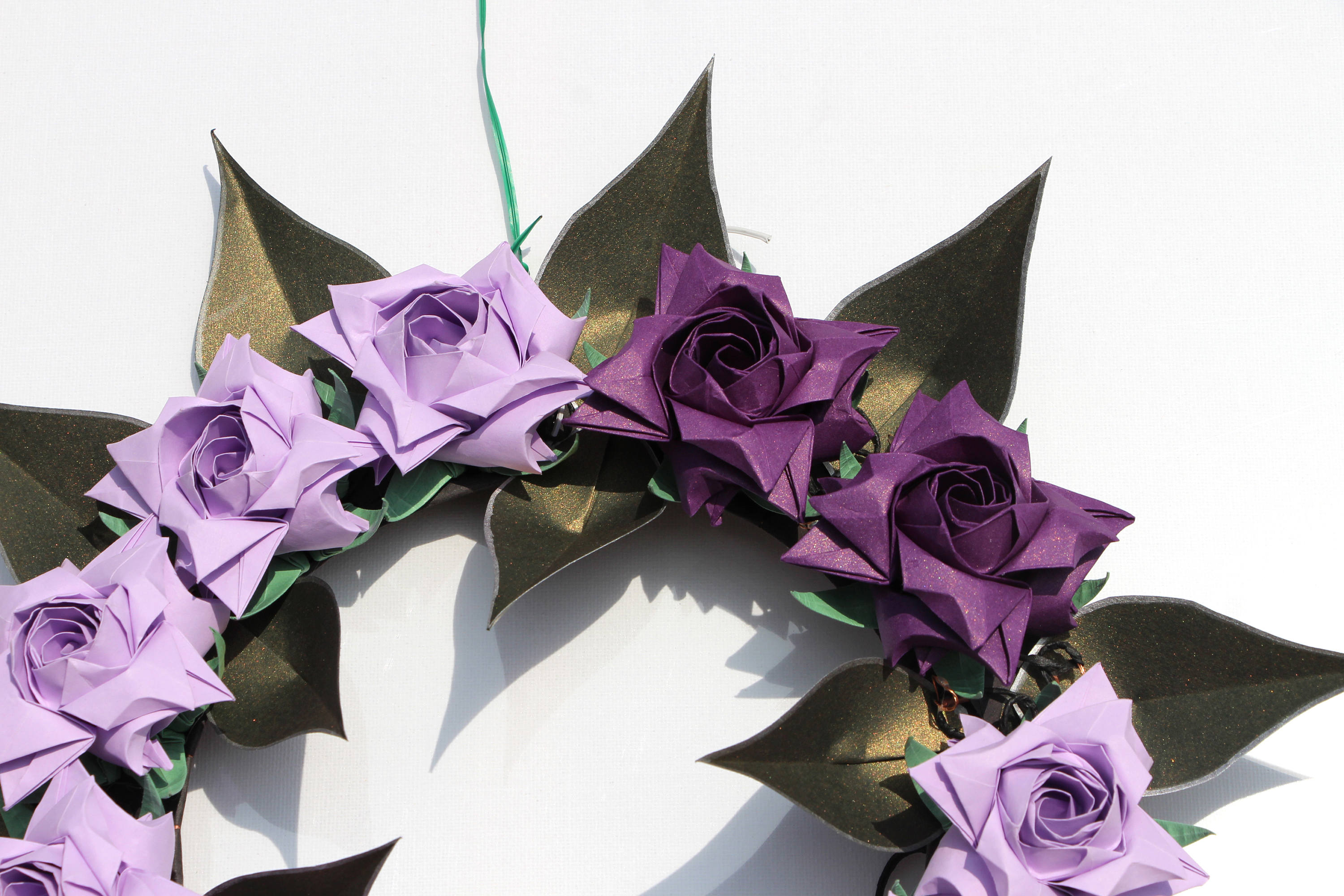 Purple & Lilac Origami Paper Flower Rose Wreath Fairy Light - Etsy