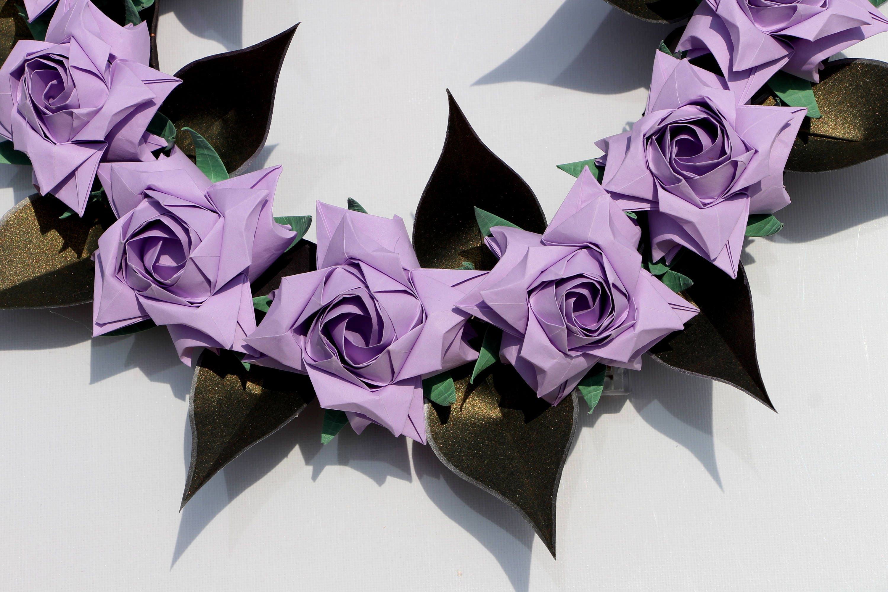 Purple & Lilac Origami Paper Flower Rose Wreath Fairy Light - Etsy