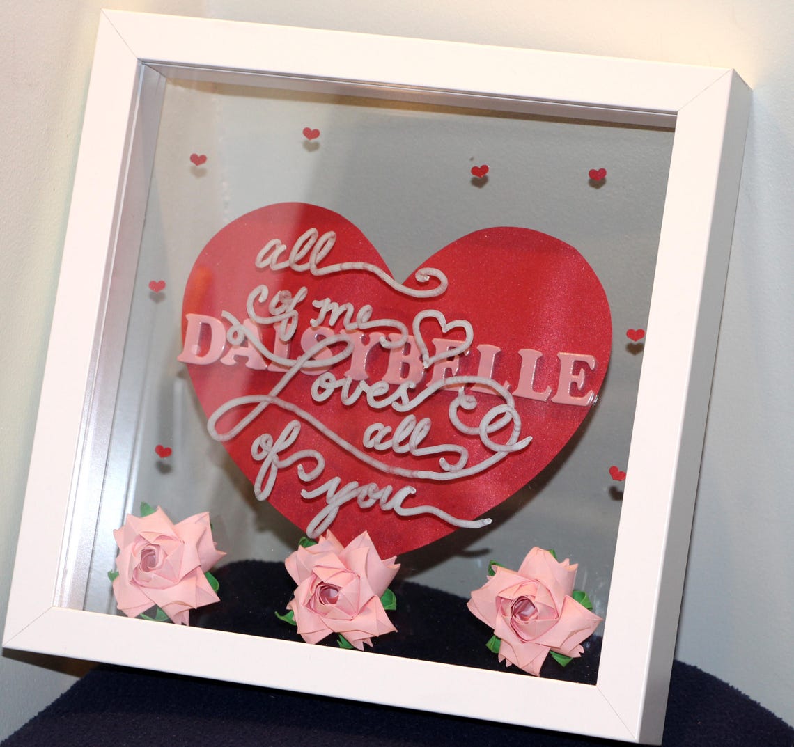 Personalised Shadow Box Frame With Origami Rose 1st Paper / | Etsy