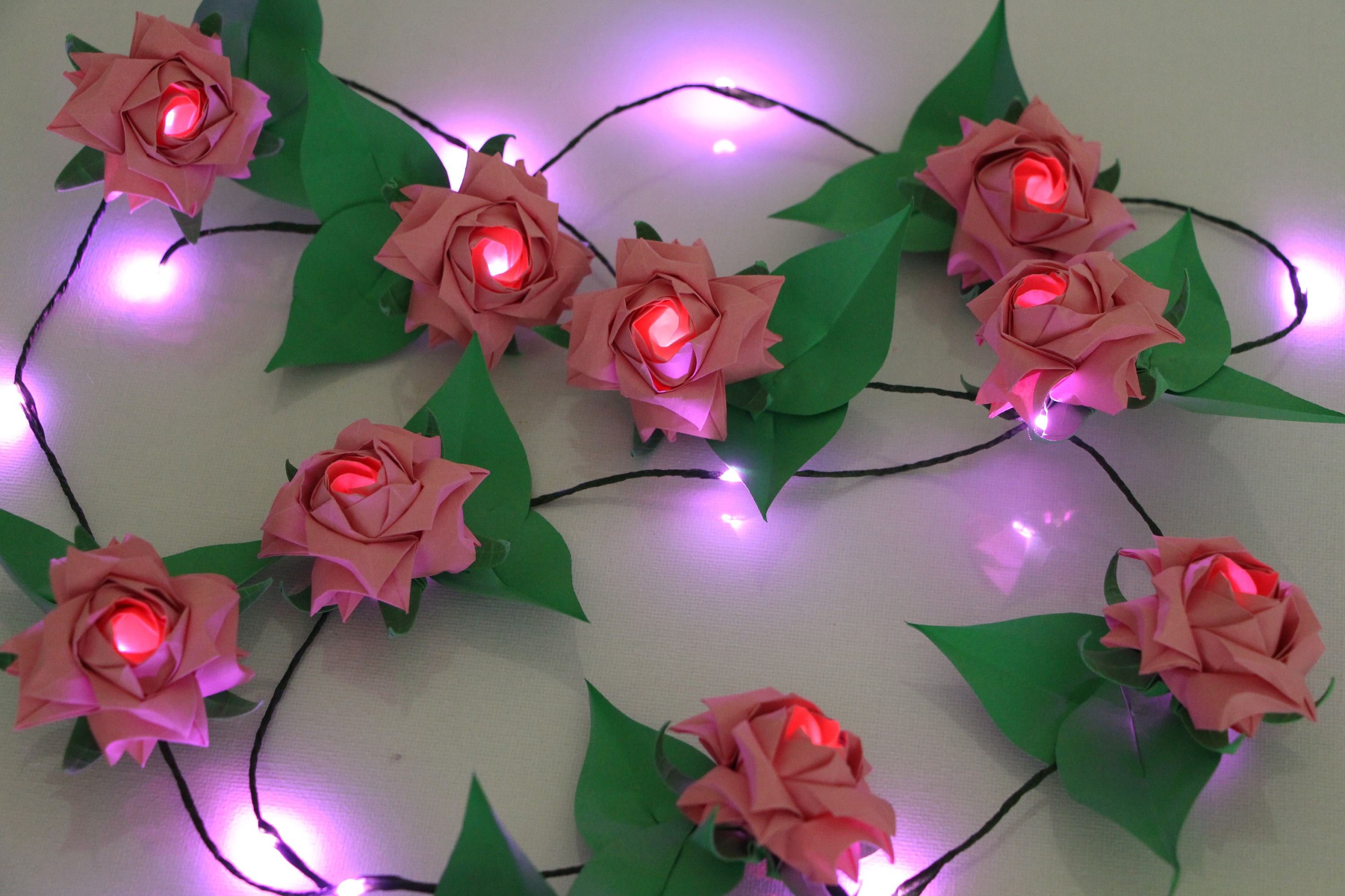 Origami Paper Flower Rose Fairy Light Garland Girl's - Etsy