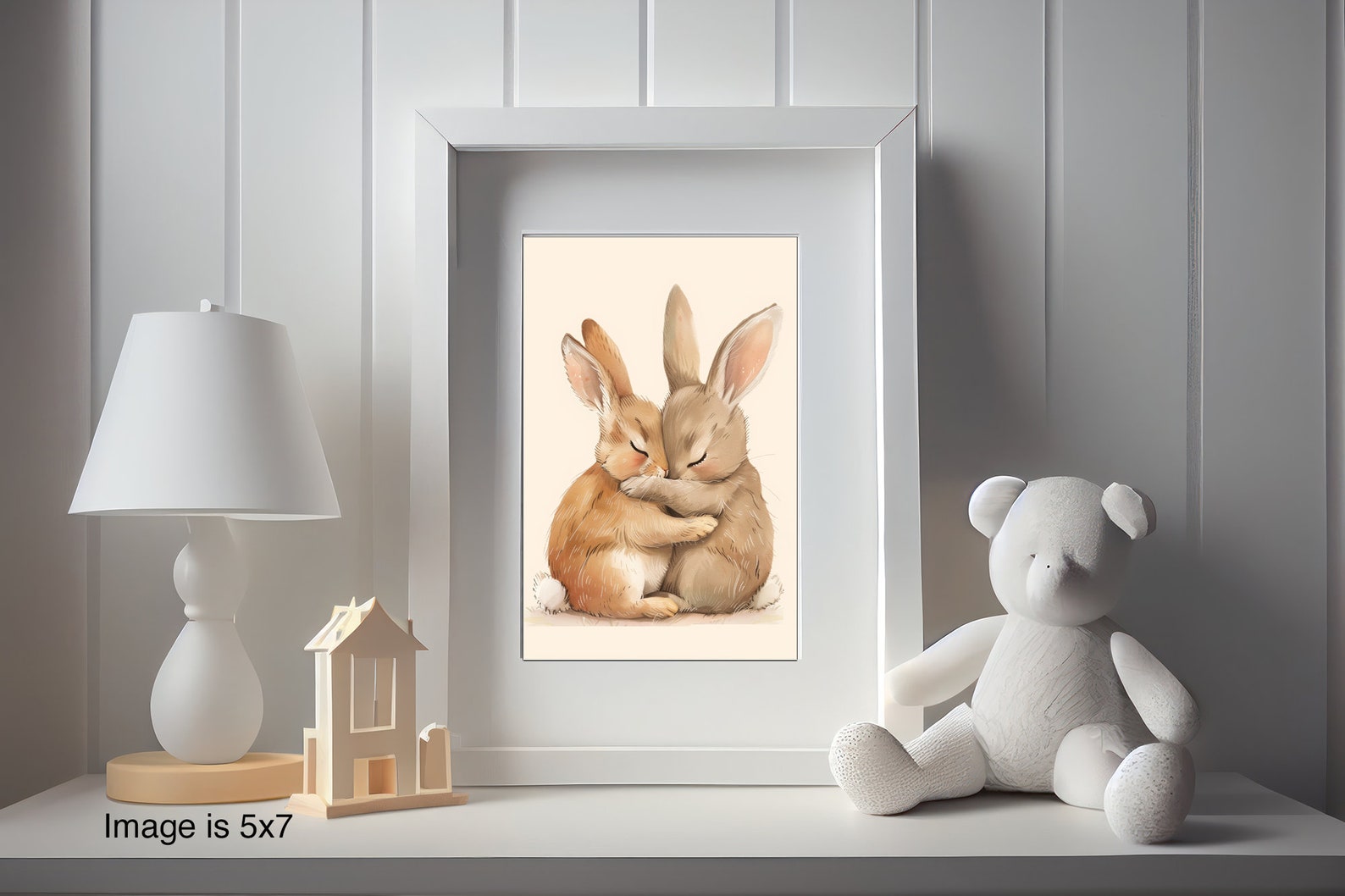 2 Bunnies Hugging, Fine Art Print, Bedroom Wall Art, Baby Animal Décor ...