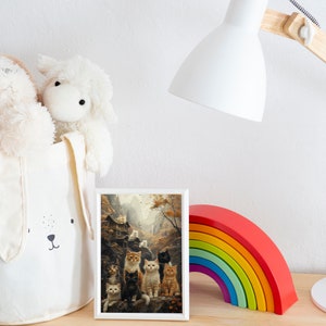 Cat Nursery Art, Whimsical Cat print, Kitty Wall Art, Digital Cat Print ...