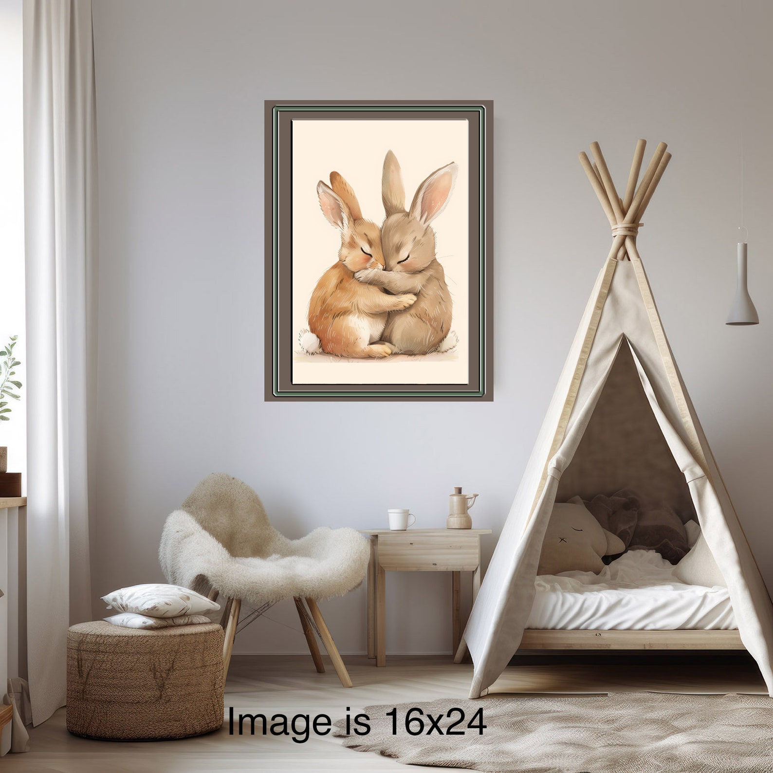 2 Bunnies Hugging, Fine Art Print, Bedroom Wall Art, Baby Animal Décor ...