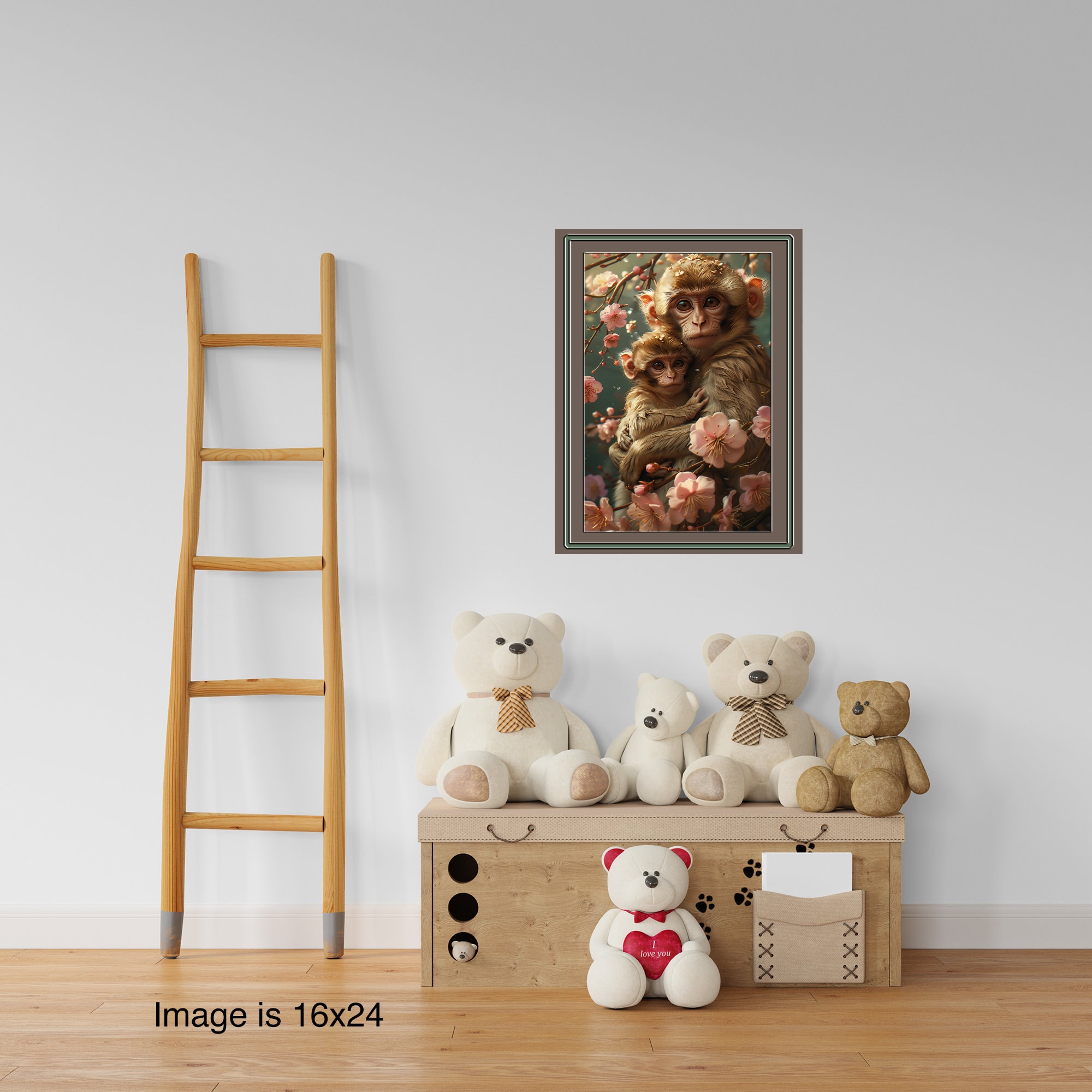 Mother and Baby Monkey Print, Mommy and Me Digital Print, Colorful ...