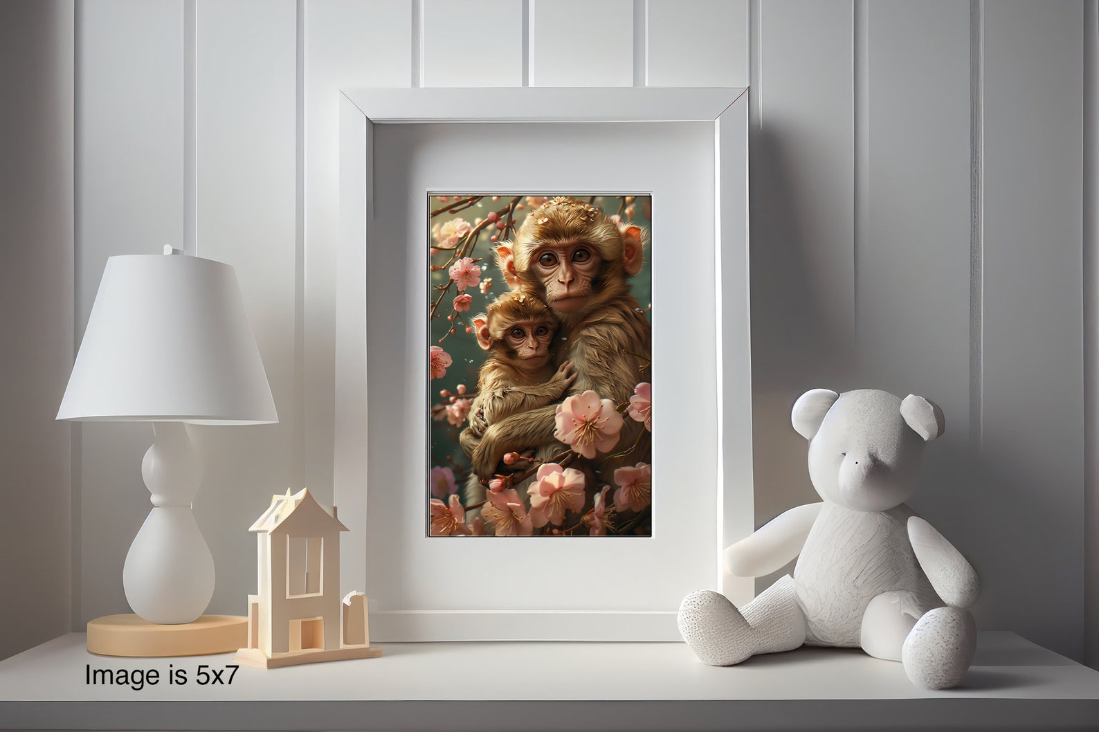Mother and Baby Monkey Print, Mommy and Me Digital Print, Colorful ...