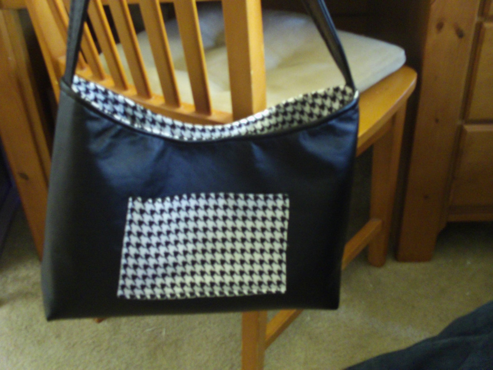 Black Houndstooth Handbag - Etsy