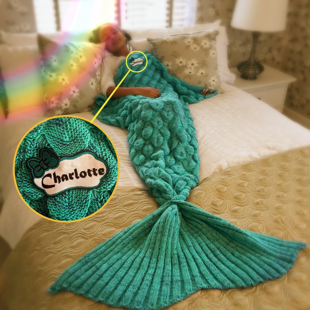Personalised Mermaid Tail Blanket / Emerald Siren | Kids and Adults ...